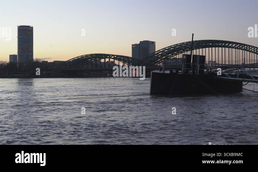 Flood on Rhine river, Cologne, Germany Stock Video Footage - Alamy