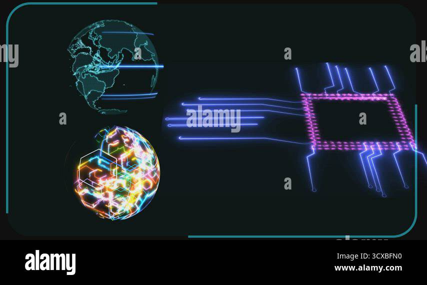 Quantum computer futuristic technilogy digital holographic and high ...