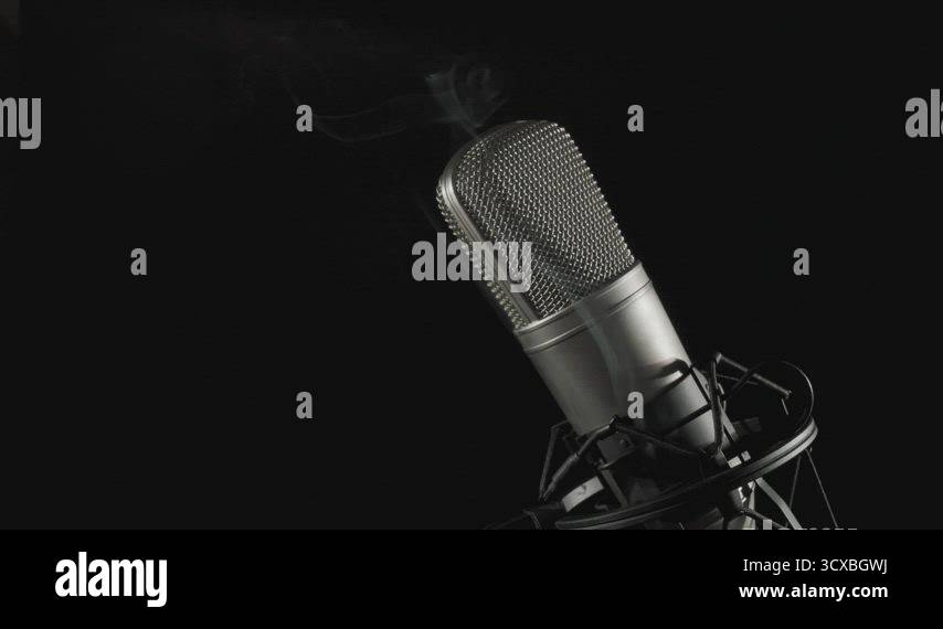 Smoking microphone. Professional audio recording equipment on an anti ...