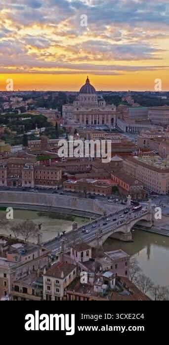 Aerial shot of the Vatican city state in Rome, Italy. Drone view of ...