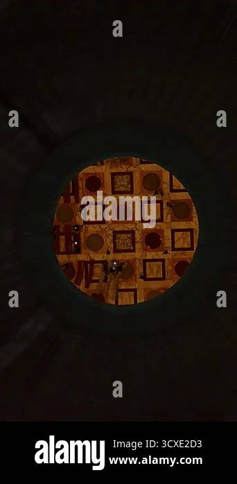 Pantheon facade in Rome, Italy, aerial descending on the ancient ...