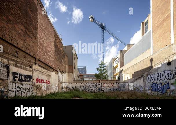 empty plot in industrial zone barelona timelpase Stock Video Footage ...