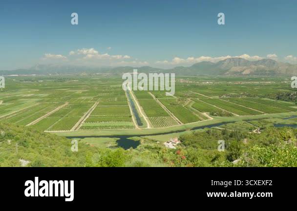 Agricultural landscape of a farming valley in the Neretva River Delta ...
