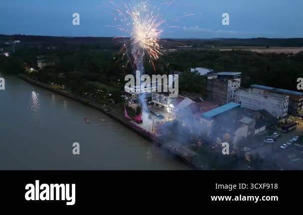Kota Tinggi, Johor, Malaysia - Apr 28 2024: A fireworks display is ...