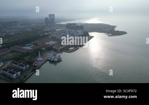 Bandar Hilir, Melaka, Malaysia - Mar 04 2024: Aerial footage of Melaka ...