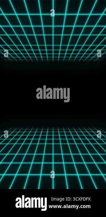 Retro Futuristic Universe space tunnel vertical animation. Neon-lit ...