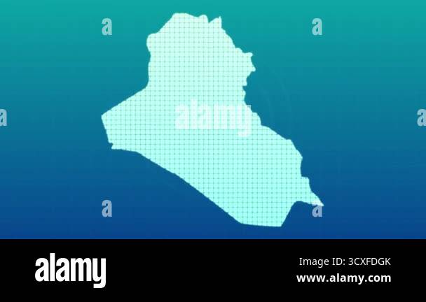Iraq map animation, Glowing neon Iraq map animation background. country ...