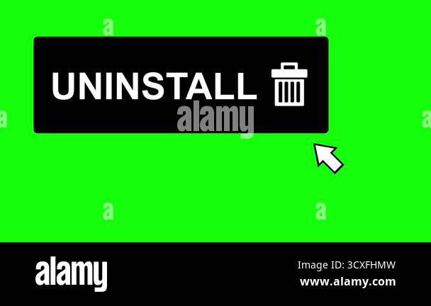 video animation click computer cursor mouse uninstall button digital ...