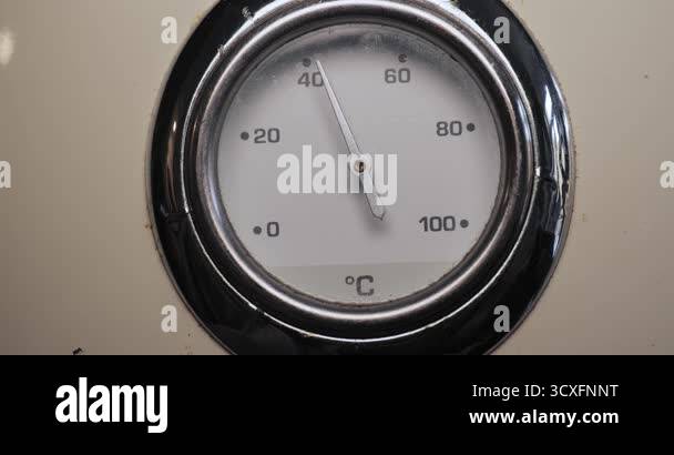 Thermometer display on kettle boiling water or electric water heater ...