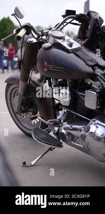 Padova, italy 1 october 2025: close-up of a classic harley-davidson ...