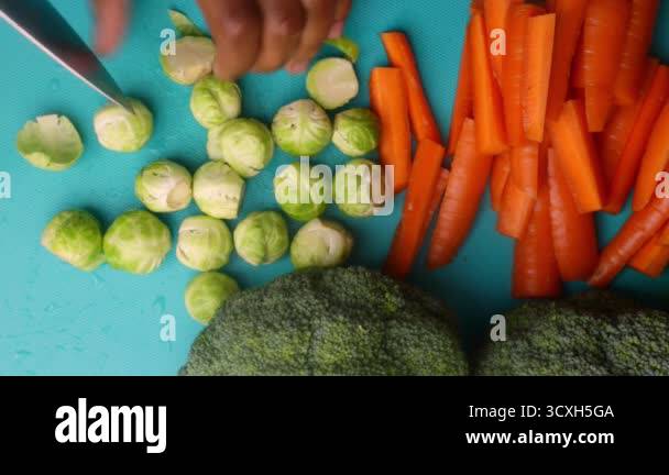 Preparing fresh vegetables for cooking Stock Video Footage - Alamy