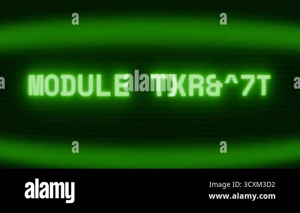 Old green CRT screen showing text MODULE MISSING appearing in random ...