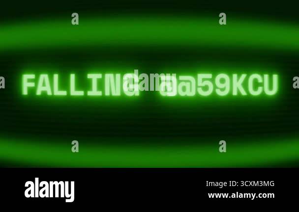 Old green CRT screen showing text FALLING OBJECT! appearing in random ...