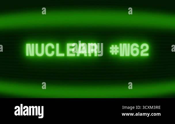 Old green CRT screen showing text NUCLEAR CODE appearing in random ...