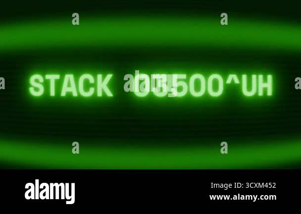 Old green CRT screen showing text STACK OVERFLOW appearing in random ...