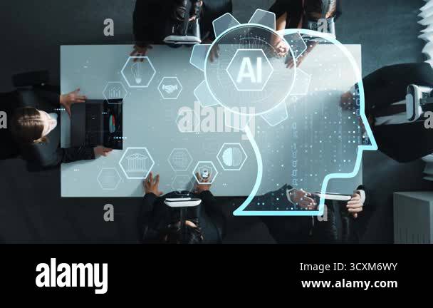 A diverse group of business professionals engaged in a strategic ...