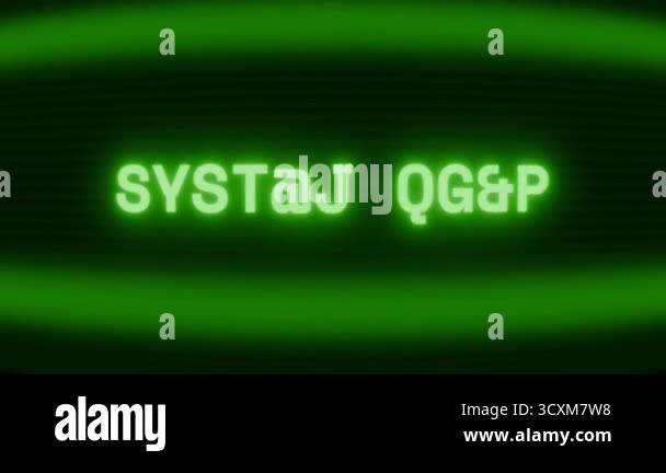 Old green CRT screen showing text SYSTEM HACK appearing in random ...