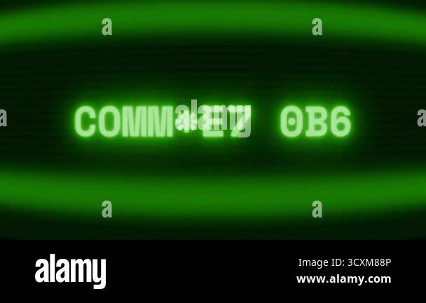 Old green CRT screen showing text COMMAND LOG appearing in random ...