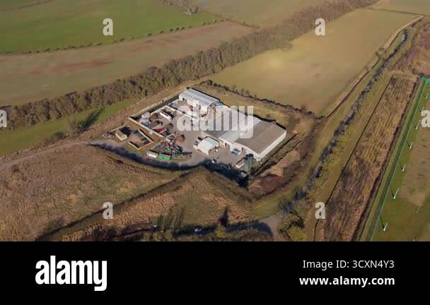 Aerial drone view of domestic waste garbage dump refuse centre, home ...