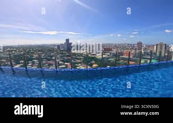 Point of view from top of hotel roof top pool in Manila, Philippines ...