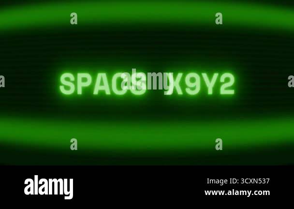 Old green CRT screen showing text SPACE VOID appearing in random glitch ...