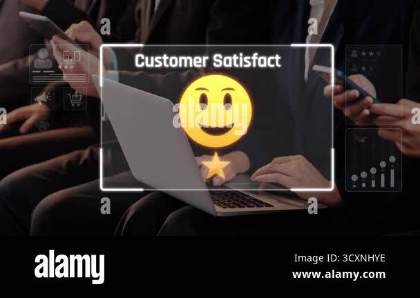 This image showcases a digital representation of customer satisfaction ...