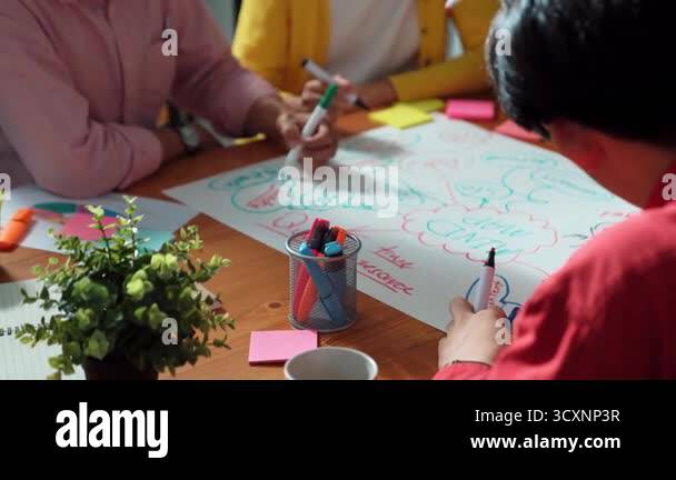 Group of people using mind map sharing marketing idea and brainstorm ...