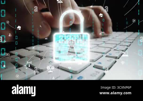 This image represents the concept of cyber security, featuring a ...