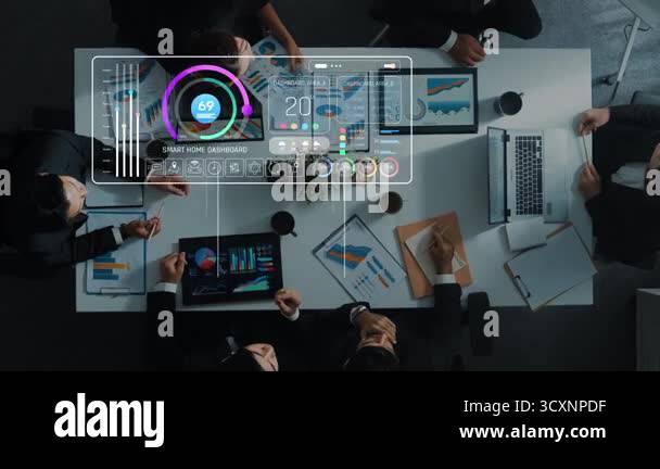 Modern workspace showcases digital dashboard Stock Videos & Footage ...