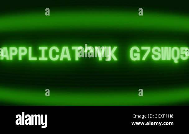 Old green CRT screen showing text APPLICATION CLOSED appearing in ...