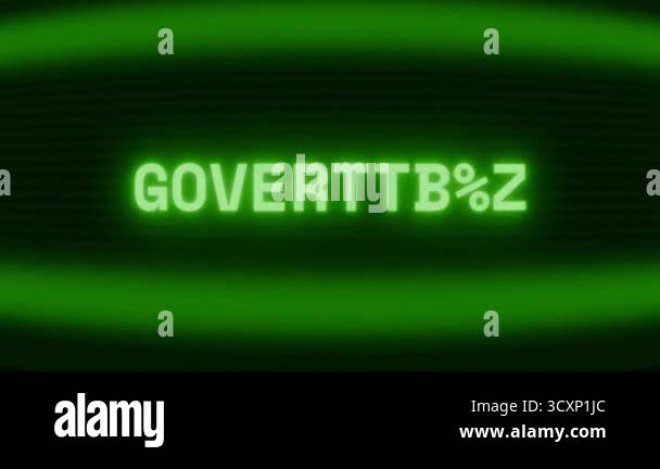 Old green CRT screen showing text GOVERNMENT appearing in random glitch ...