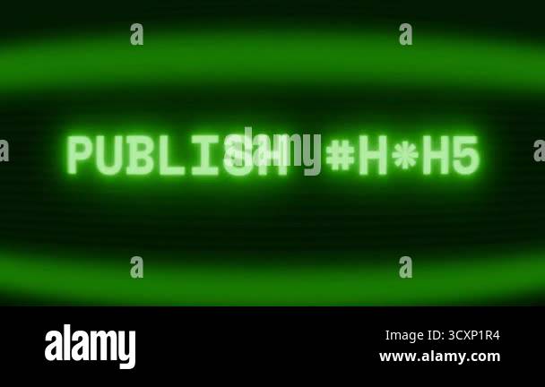 Old green CRT screen showing text PUBLISH PAPER appearing in random ...