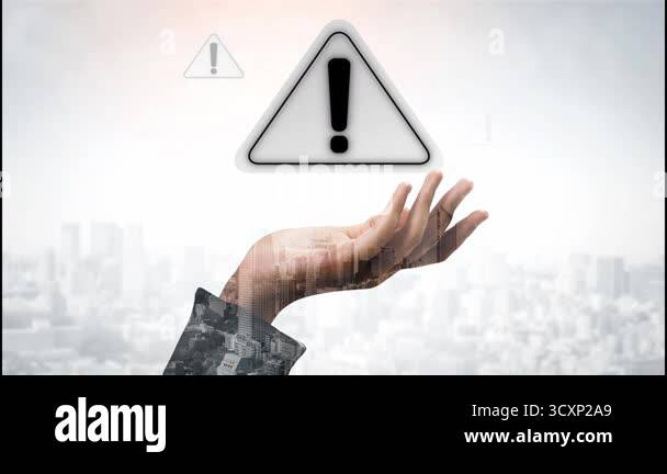 Cybersecurity alert warning showing red cyber for data breach, network ...