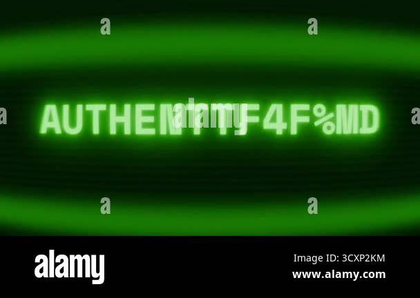 Old green CRT screen showing text AUTHENTICATION appearing in random ...