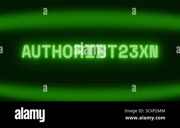 Old green CRT screen showing text AUTHORIZATION appearing in random ...