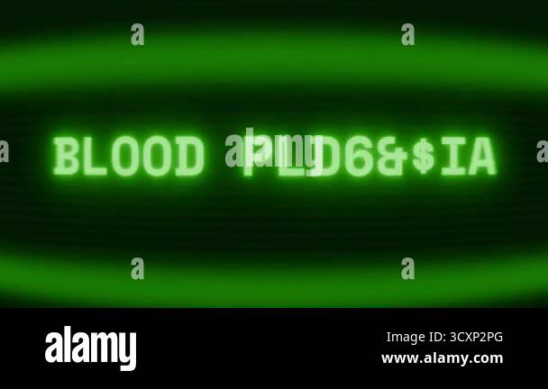 Old green CRT screen showing text BLOOD PRESSURE appearing in random ...