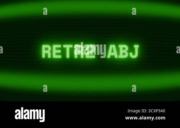 Old green CRT screen showing text RETRY NOW appearing in random glitch ...