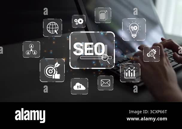 SEO concept for improving SEO visibility, with SEO related digital ...