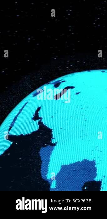 Digital earth 3D orbital rotation in space showing concept of network ...