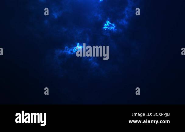Dark background with glowing blue fog clouds creating mysterious plasma ...