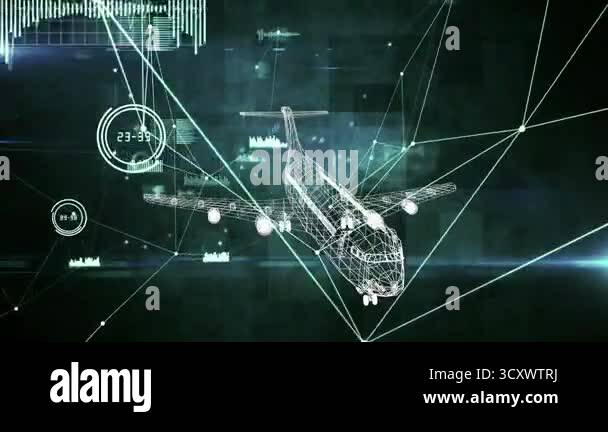 Animation of network of connections and data processing over spinning ...