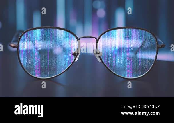 virtual reality and augmented reality technology concept, matrix ...