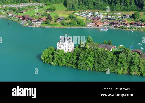 The beautiful Interlaken valley and Thunersee lake, Beatiful river at ...