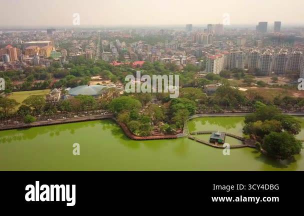 Futuristic aerial view panorama of developing Yangon city , Aerial view ...