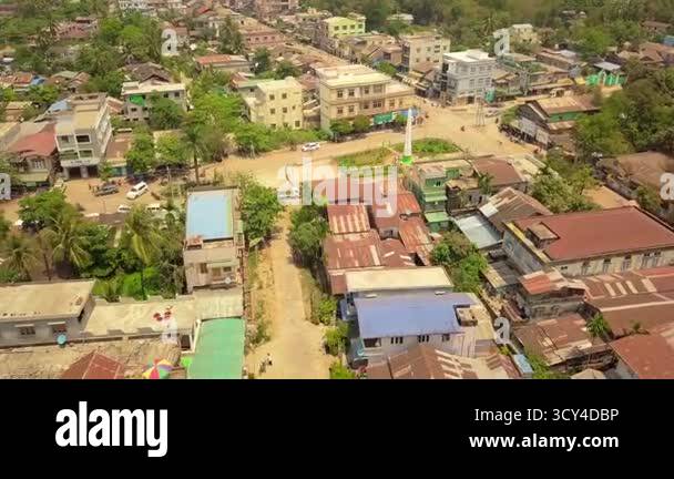 Futuristic aerial view panorama of developing Yangon city , Aerial view ...