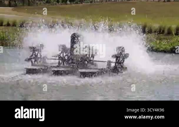 Water aerators functioning in an outdoor pond Stock Video Footage - Alamy