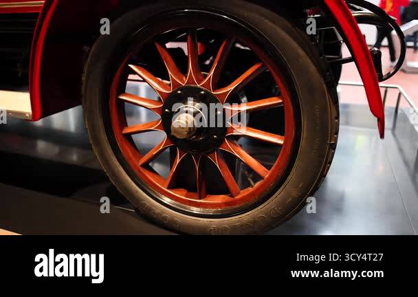 Close-up of a vintage car wheel spinning Stock Video Footage - Alamy