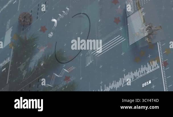 Startup activating holographic display projecting numeric stats, moving ...