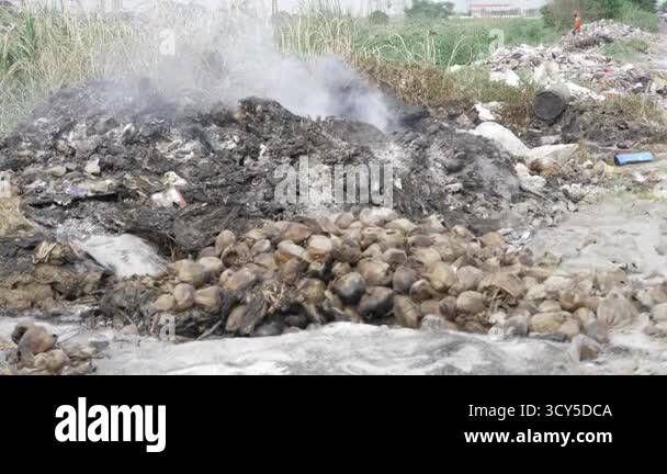 Fire Erupts in Massive Trash Pile Stock Video Footage - Alamy