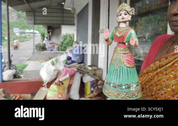 Golden Elegance - Handcrafted Indian Dance Statue Stock Video Footage ...